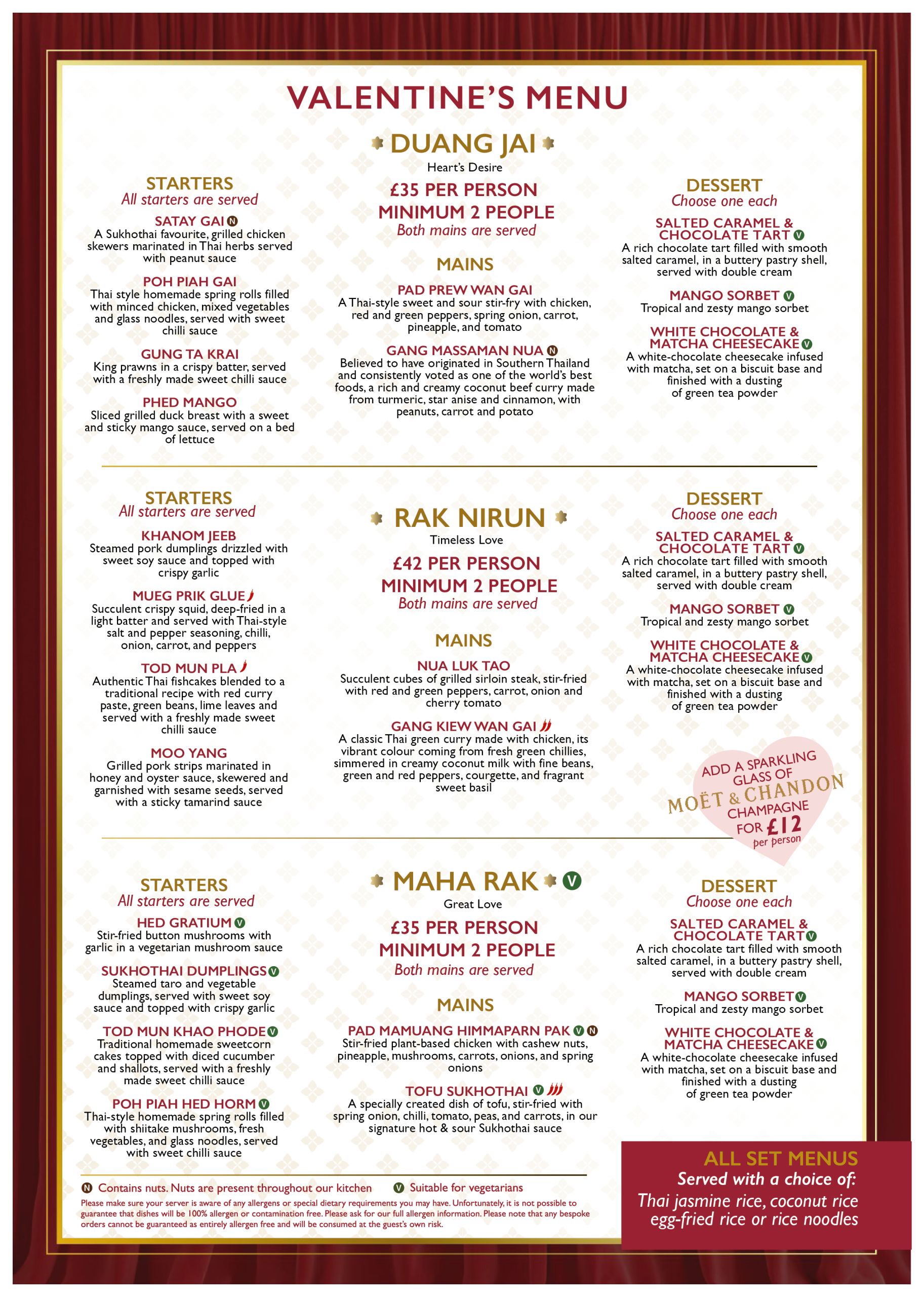 Sukhothai Valentine’s Menu 2026 – Sukhothai